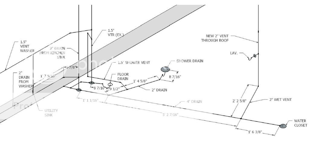 Please help with new basement bathroom DWV piping layout. | Terry Love ...